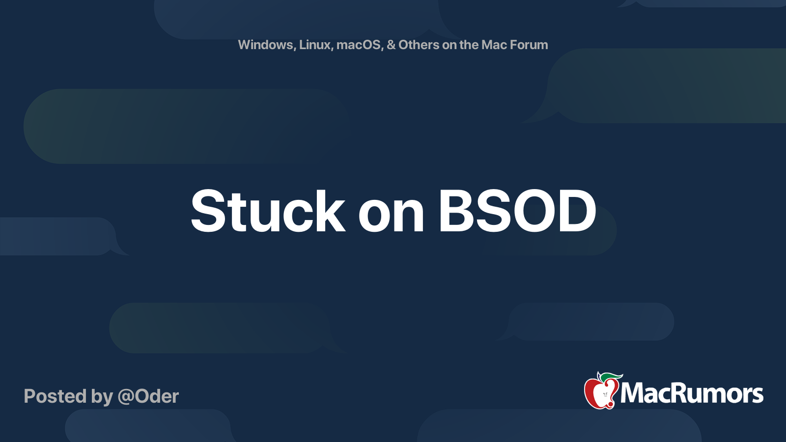 Stuck on BSOD | MacRumors Forums