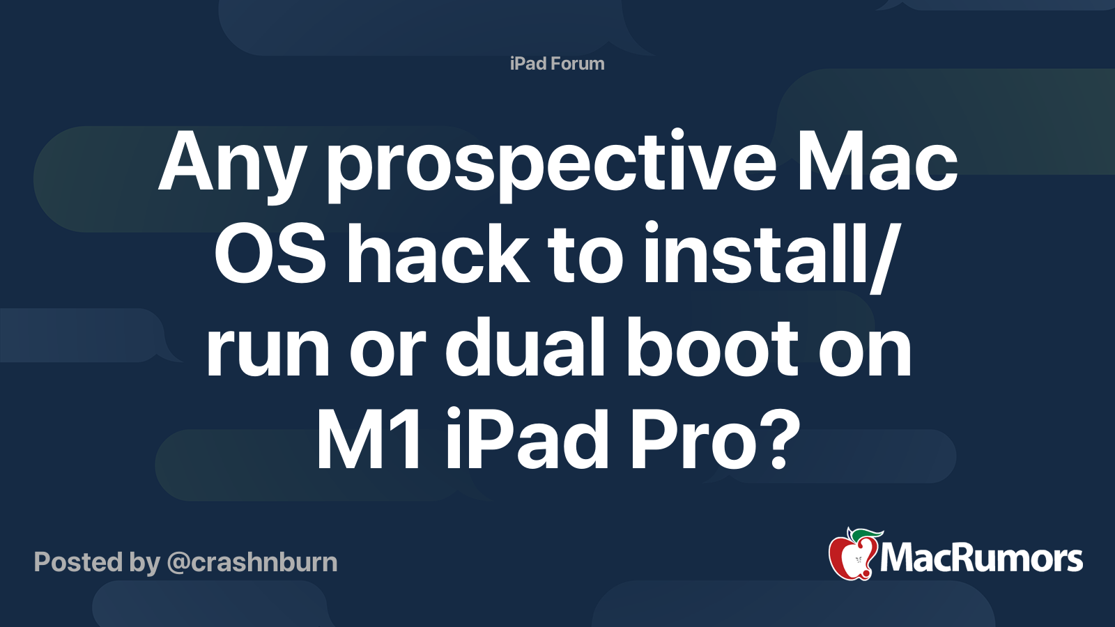 Any prospective Mac OS hack to install/ run or dual boot on M1 iPad Pro? | MacRumors Forums