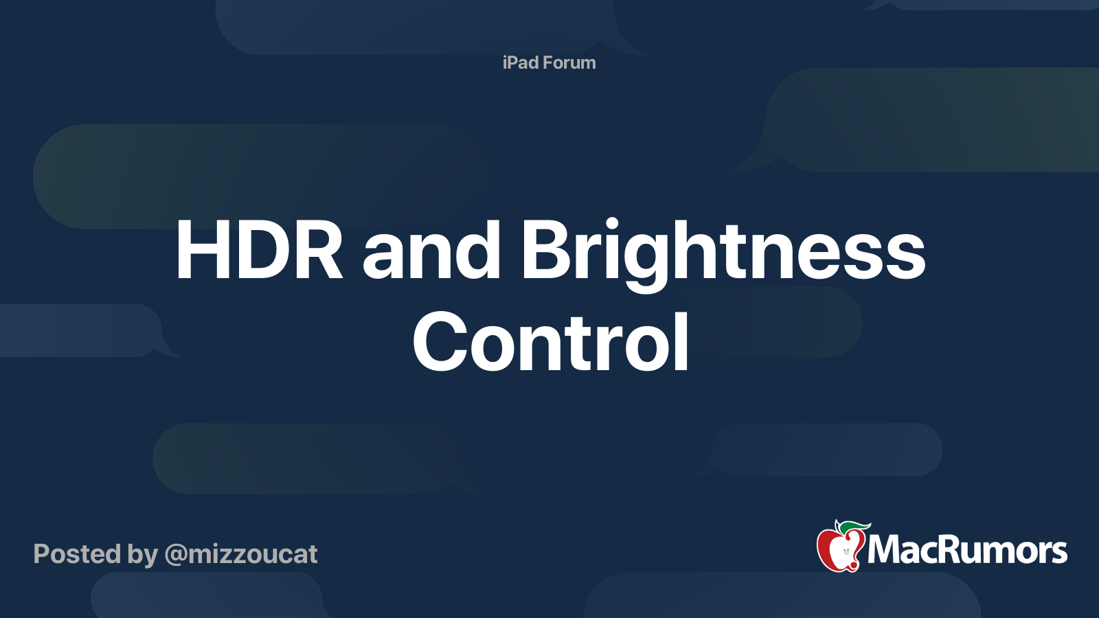 HDR and Brightness Control | MacRumors Forums