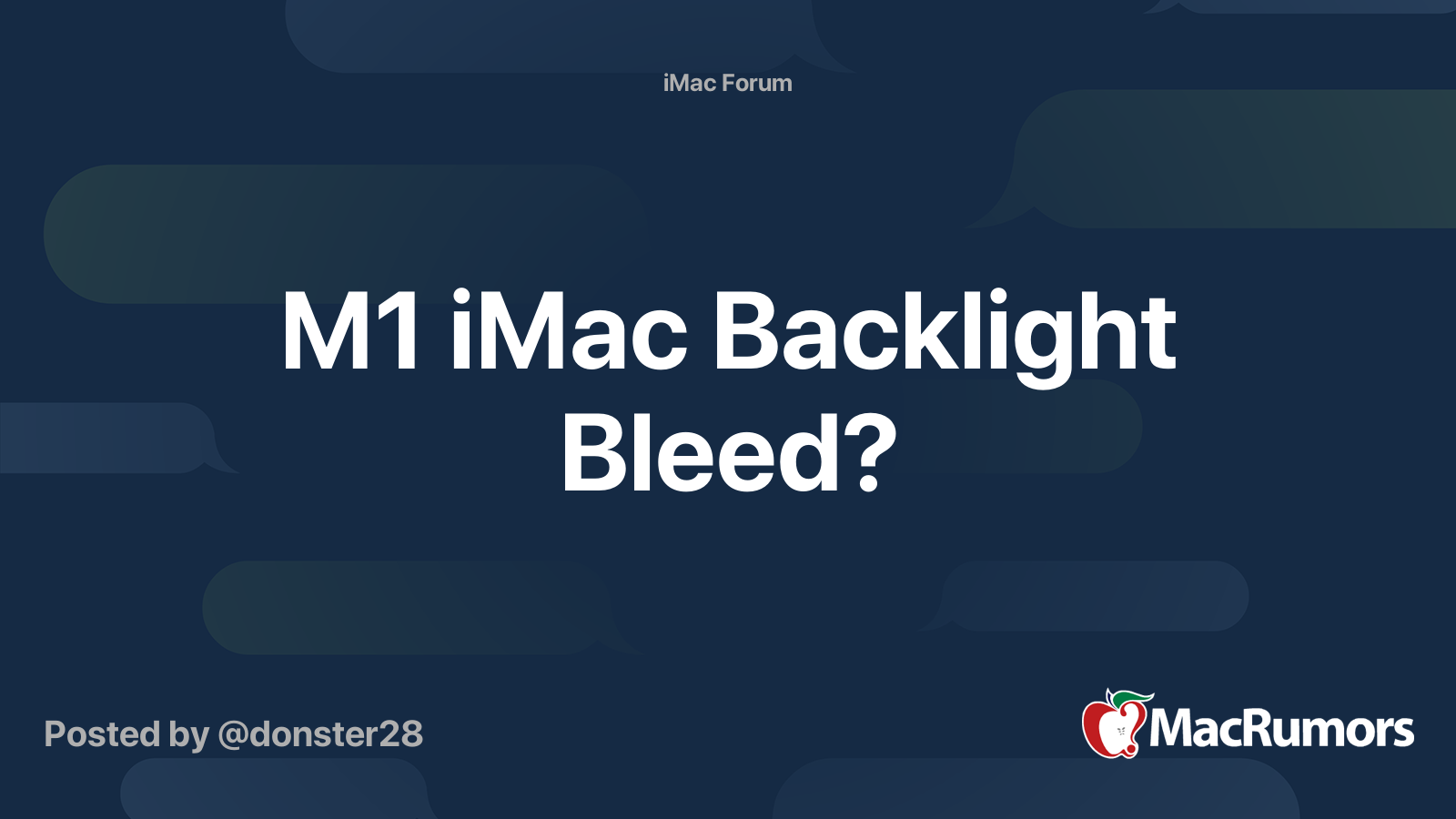 M1 iMac Backlight Bleed? | MacRumors Forums