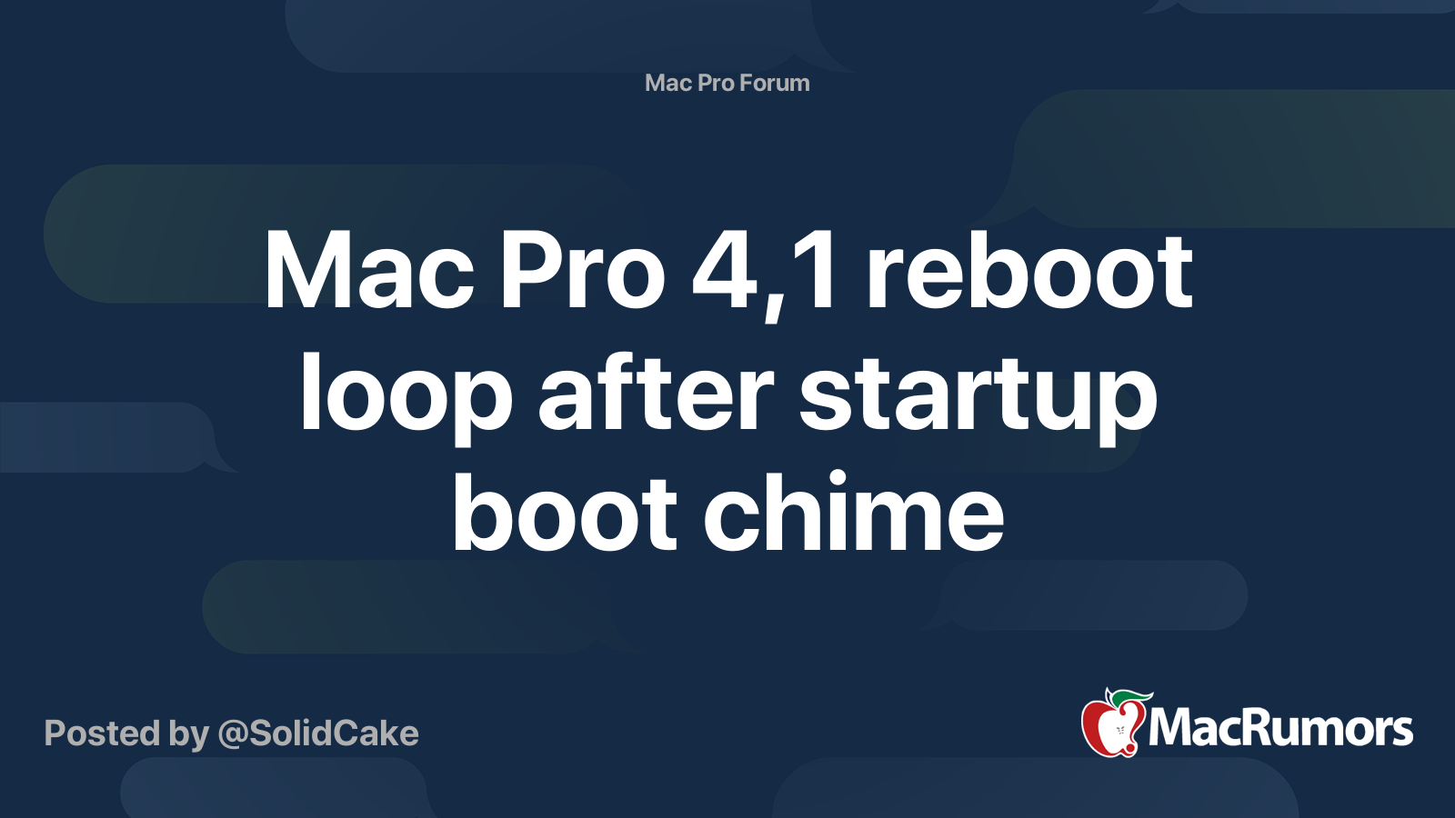 Mac Pro 4,1 reboot loop after startup boot chime | MacRumors Forums