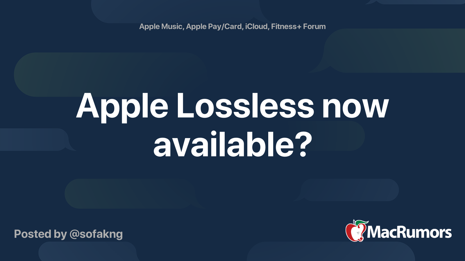Apple Lossless now available? | MacRumors Forums