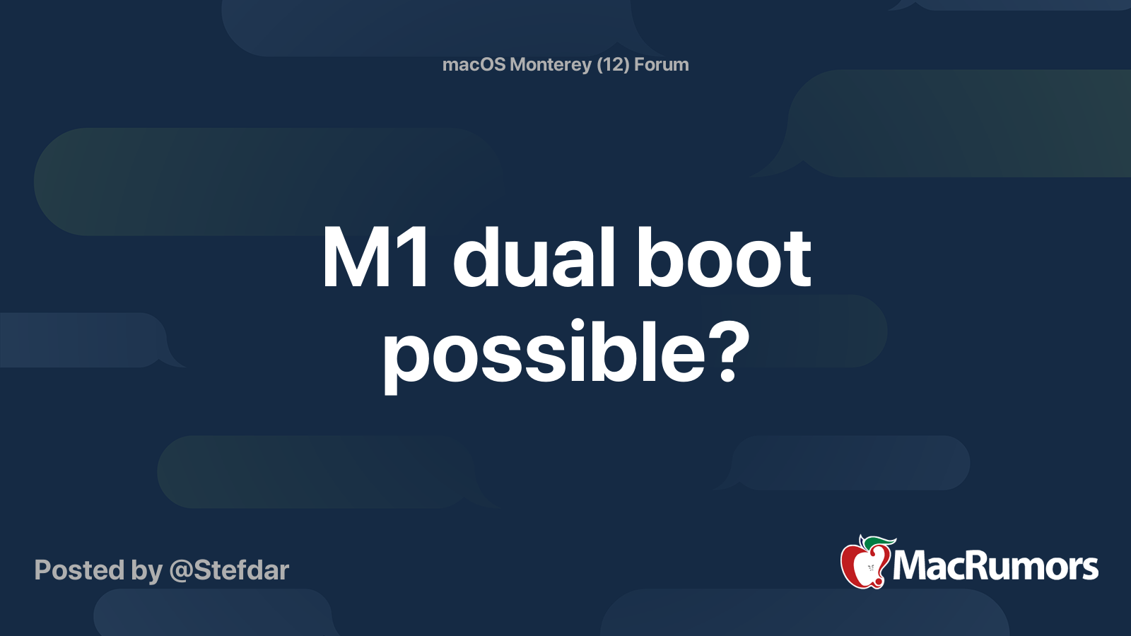 M1 dual boot possible? | MacRumors Forums