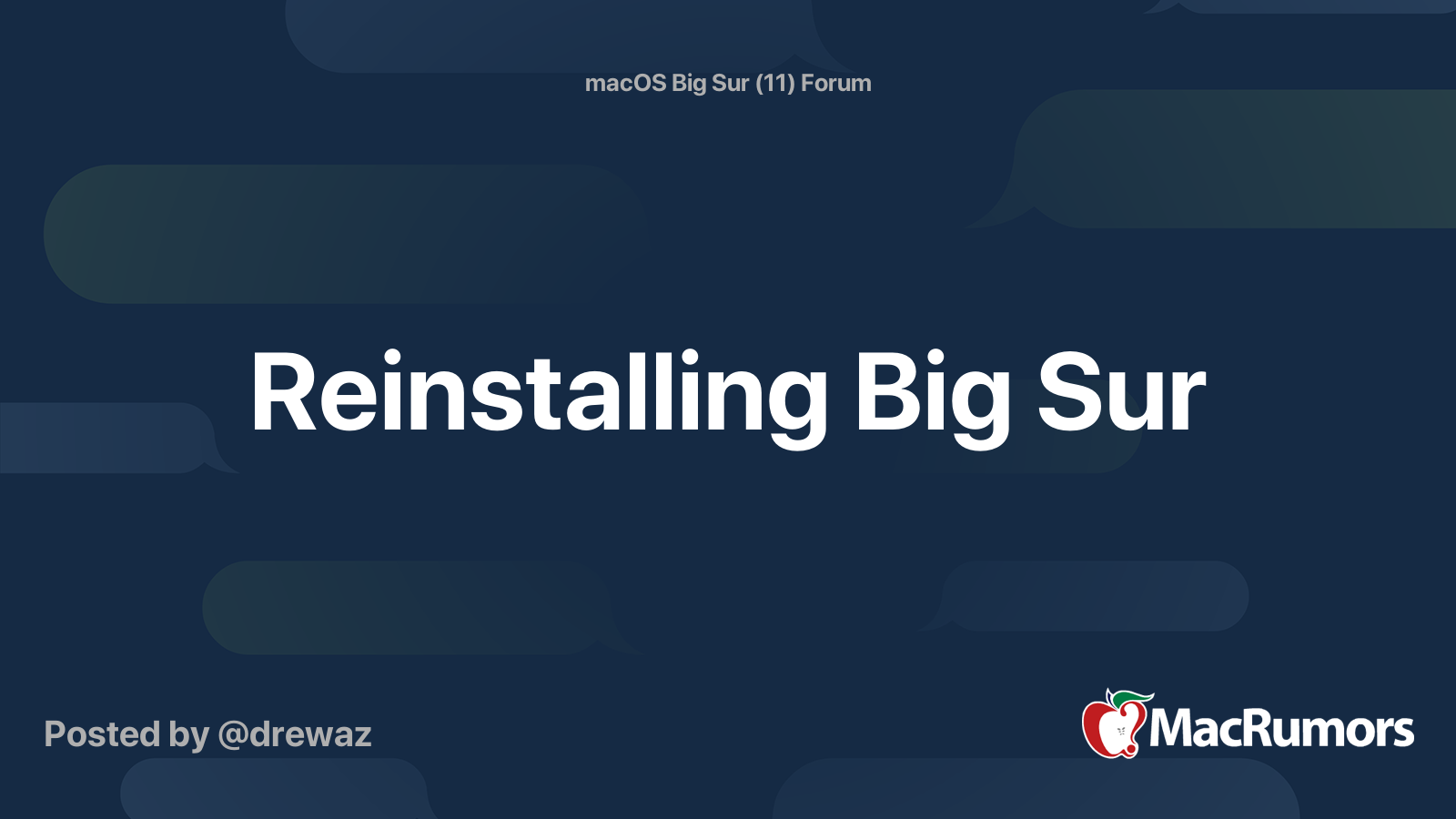 Reinstalling Big Sur | MacRumors Forums