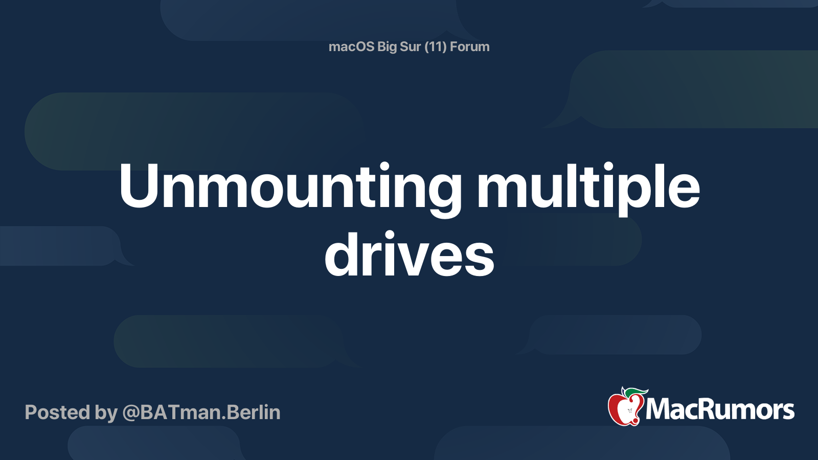 Unmounting multiple drives | MacRumors Forums