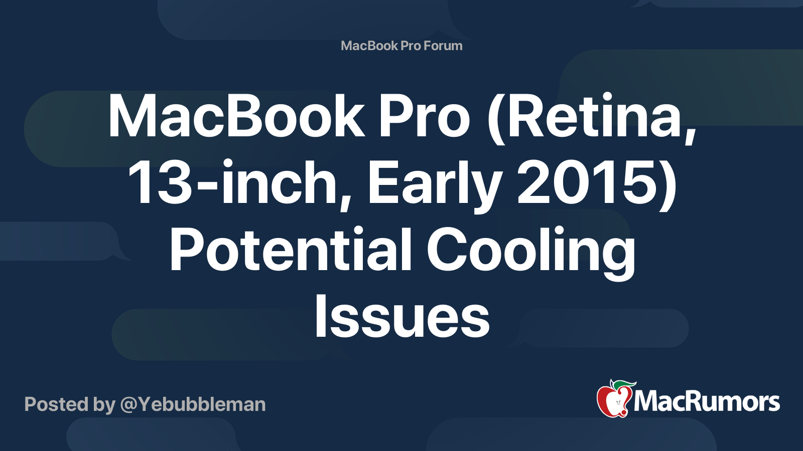 MacBook Pro (Retina, 13-inch, Early 2015) Potential Cooling Issues | MacRumors Forums