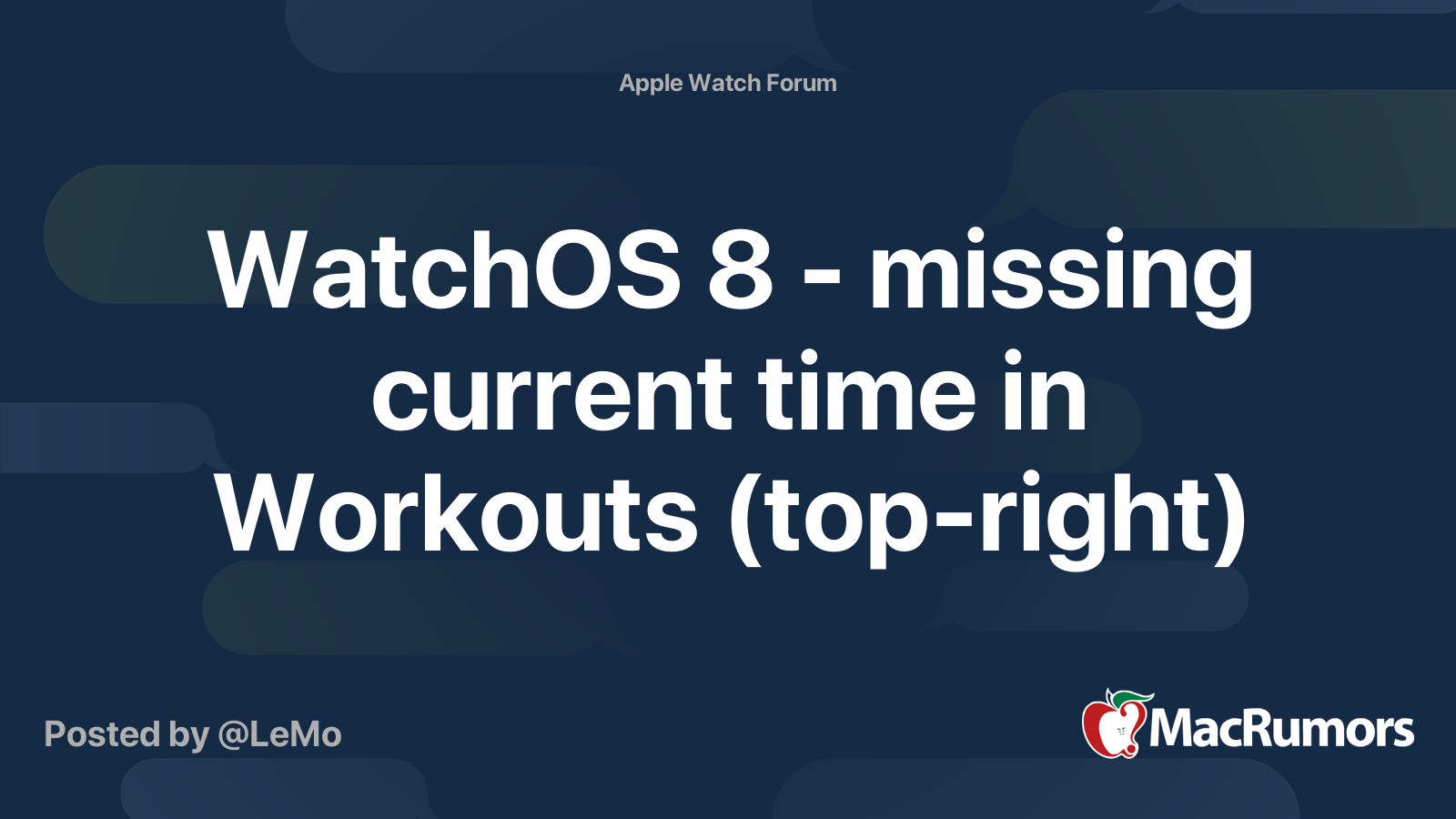 WatchOS 8 - missing current time in Workouts (top-right) | MacRumors Forums