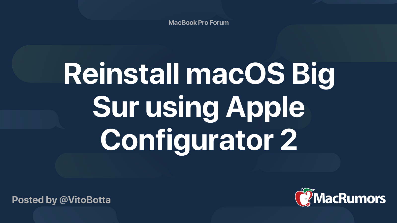 Reinstall macOS Big Sur using Apple Configurator 2 | MacRumors Forums