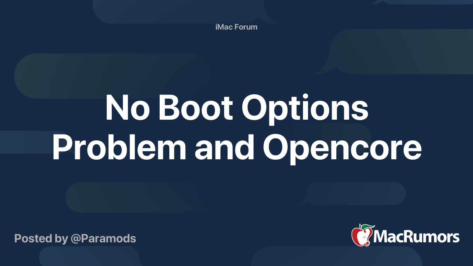 No Boot Options Problem and Opencore | MacRumors Forums