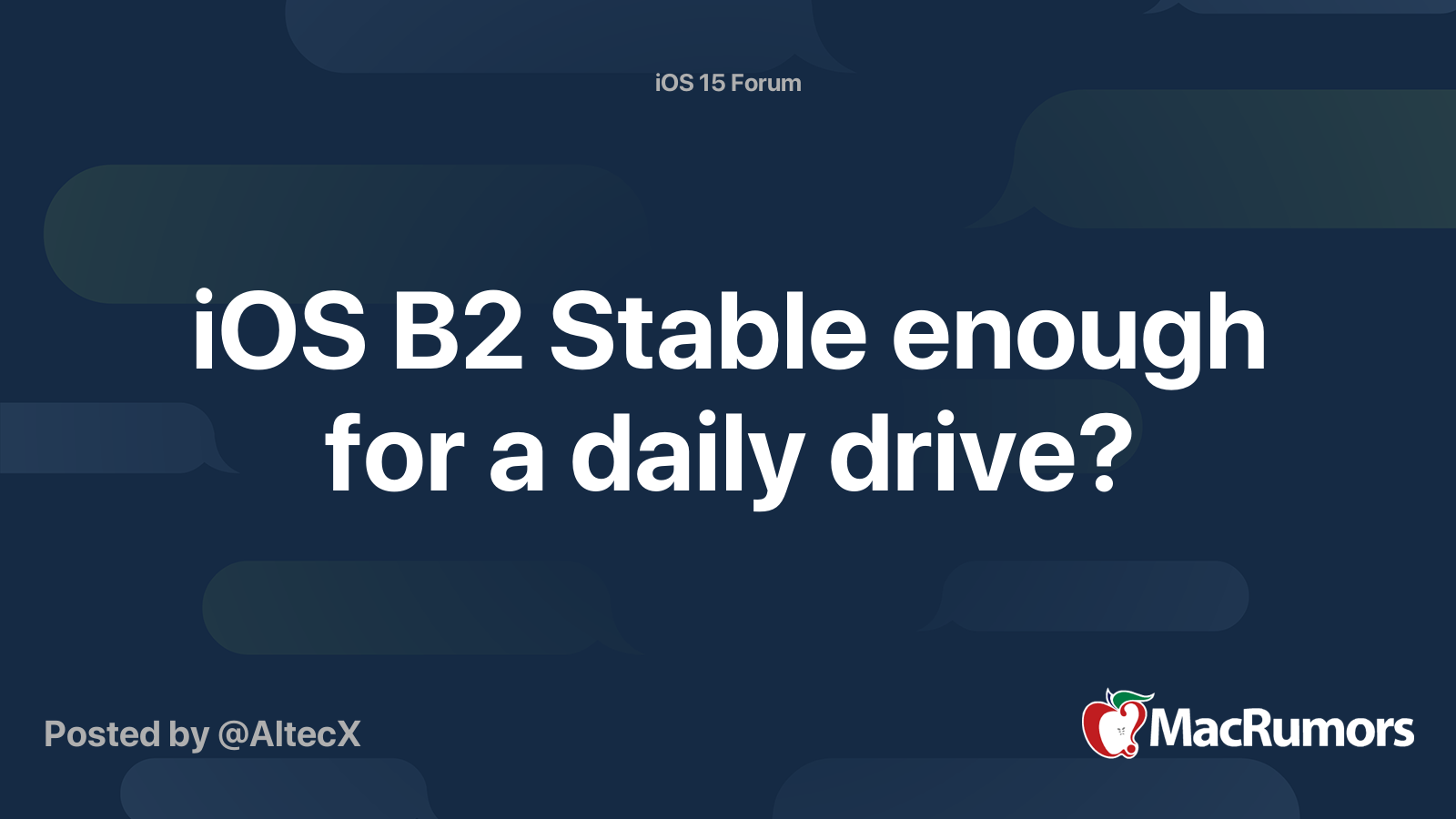 iOS B2 Stable enough for a daily drive? | MacRumors Forums