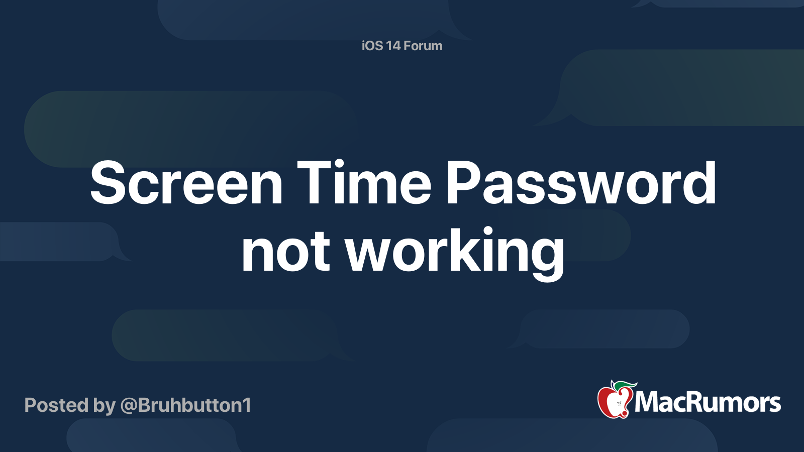 Screen Time Password not working | MacRumors Forums