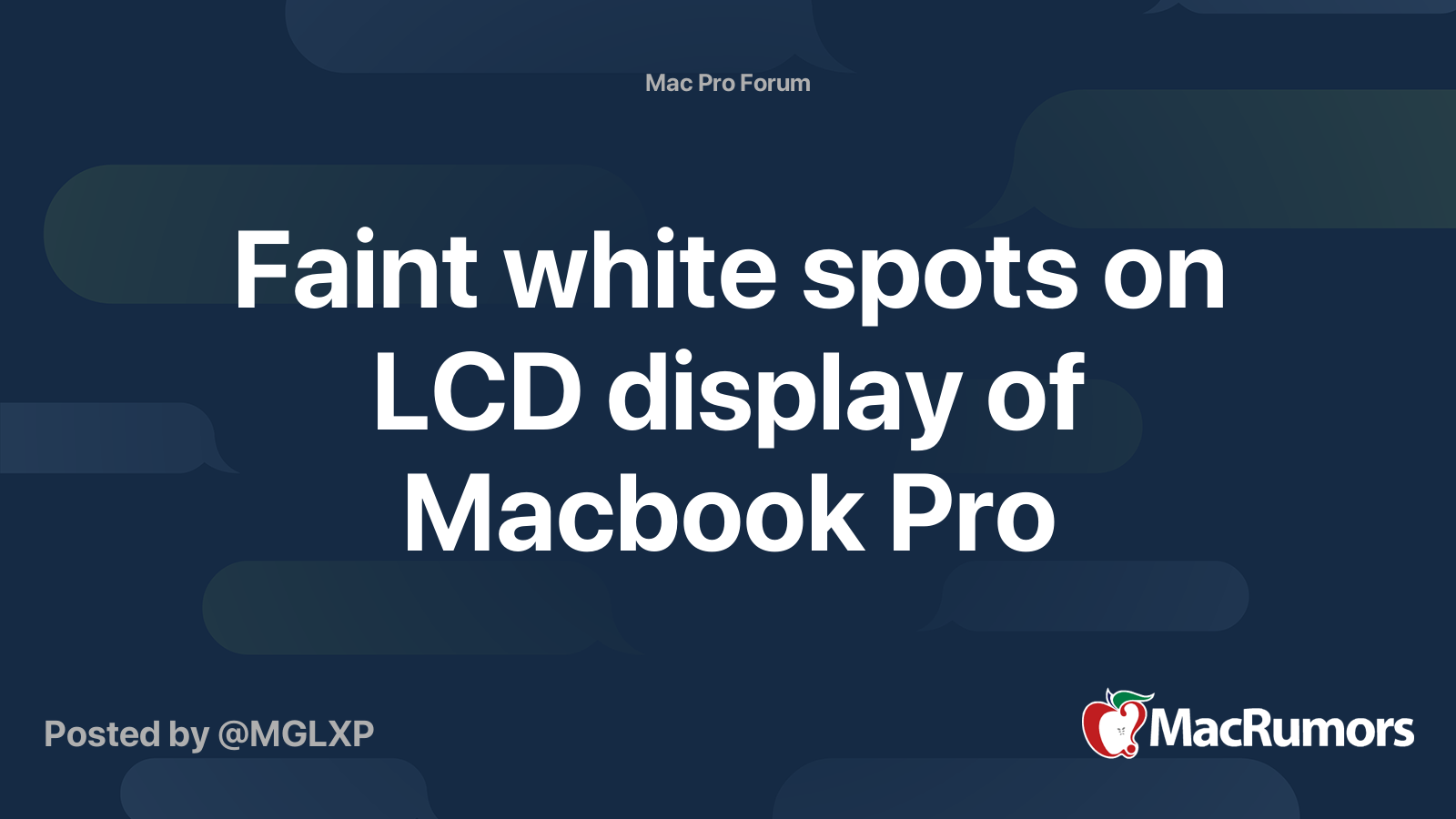 Faint white spots on LCD display of Macbook Pro | MacRumors Forums
