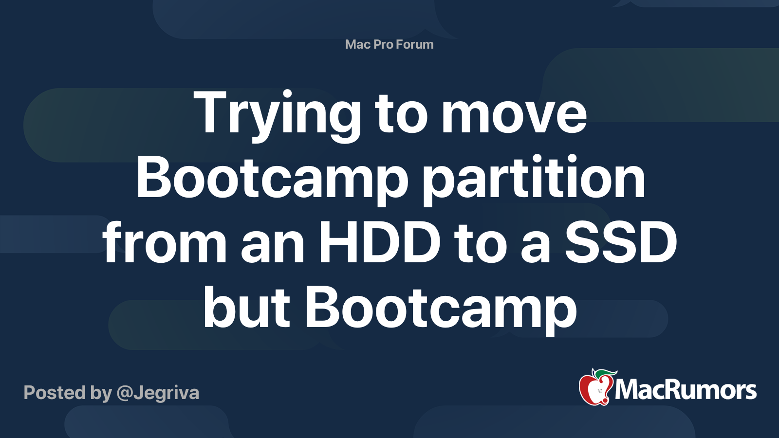 Trying to move Bootcamp partition from an HDD to a SSD but Bootcamp Assistant doesn't start ...