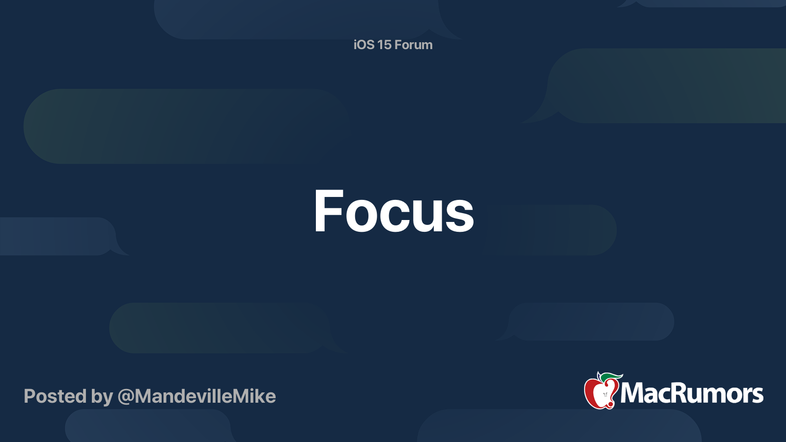 Focus | MacRumors Forums