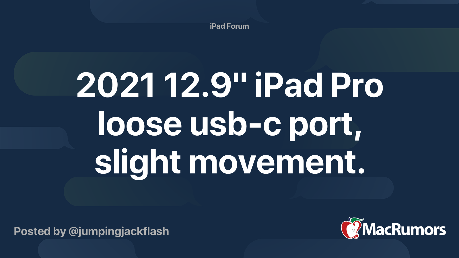2021 12.9" iPad Pro loose usb-c port, slight movement. | MacRumors Forums