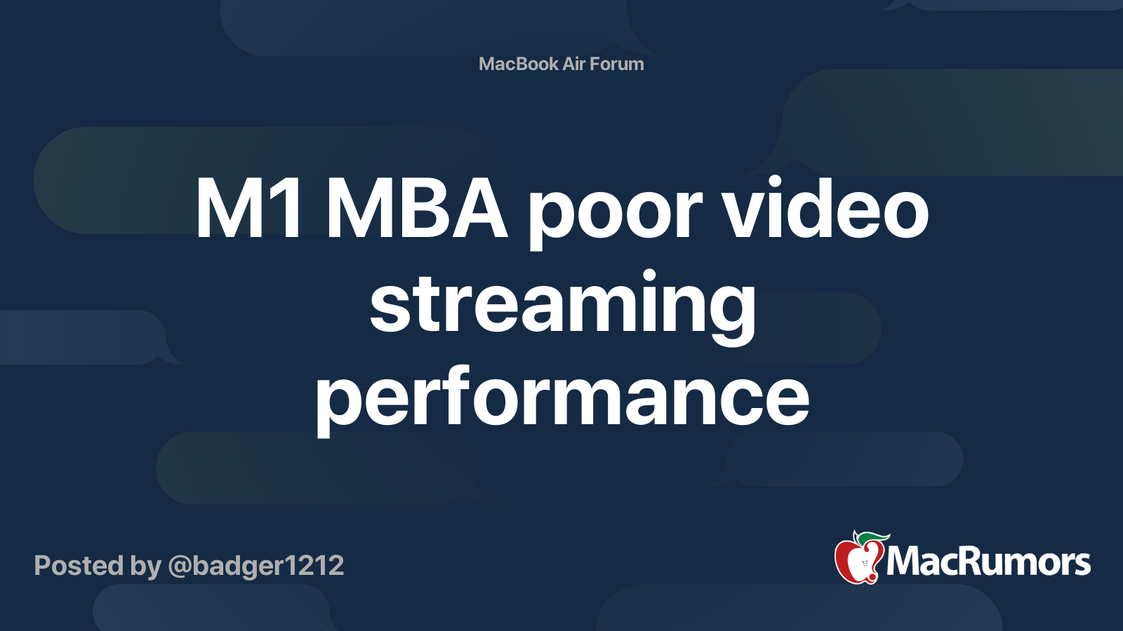 M1 MBA poor video streaming performance | MacRumors Forums