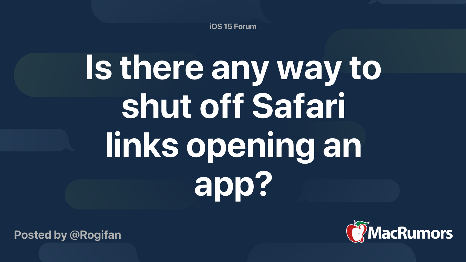 Is there any way to shut off Safari links opening an app? | MacRumors ...