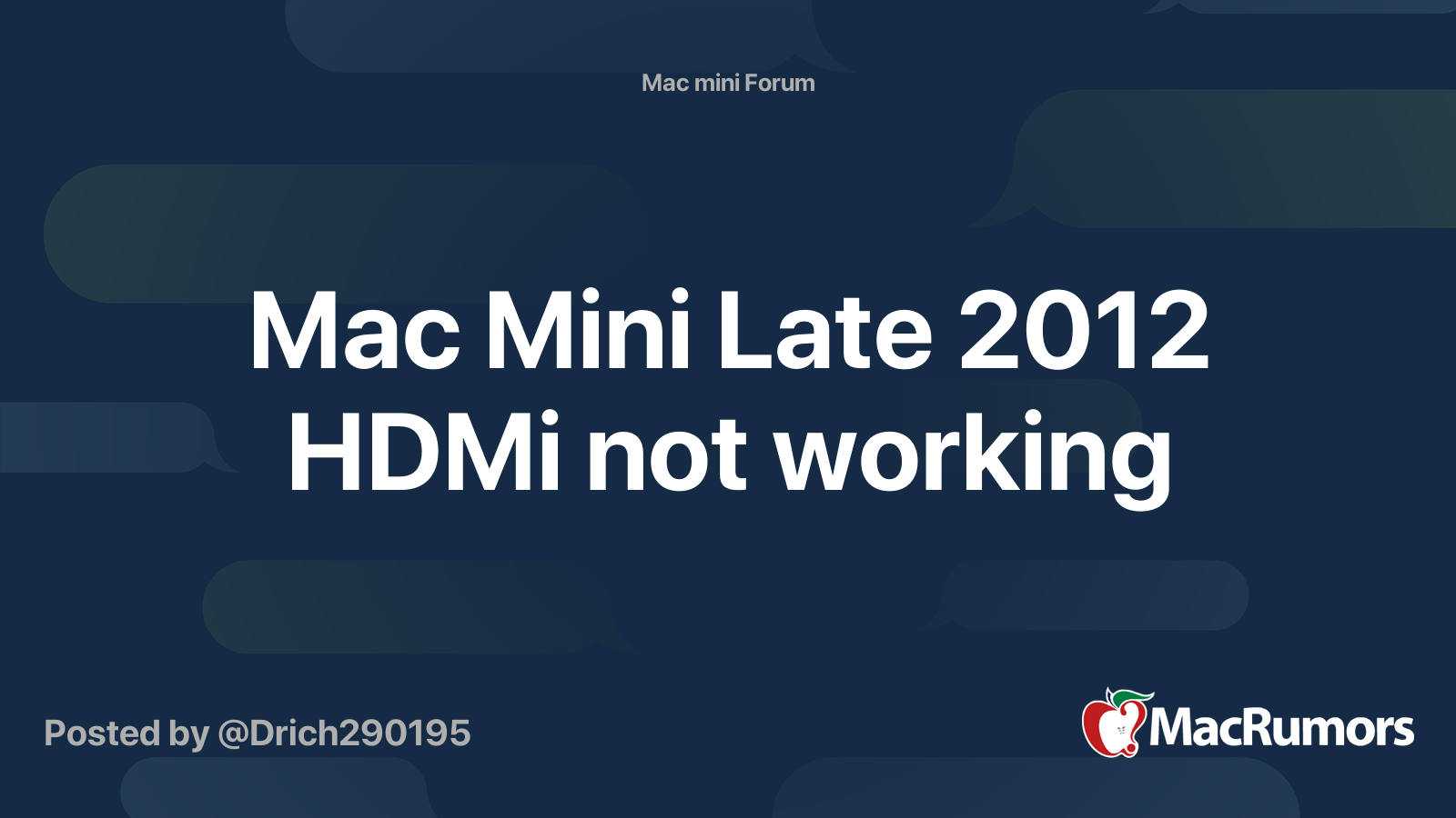 Mac Mini Late 2012 Hdmi Not Working Macrumors Forums