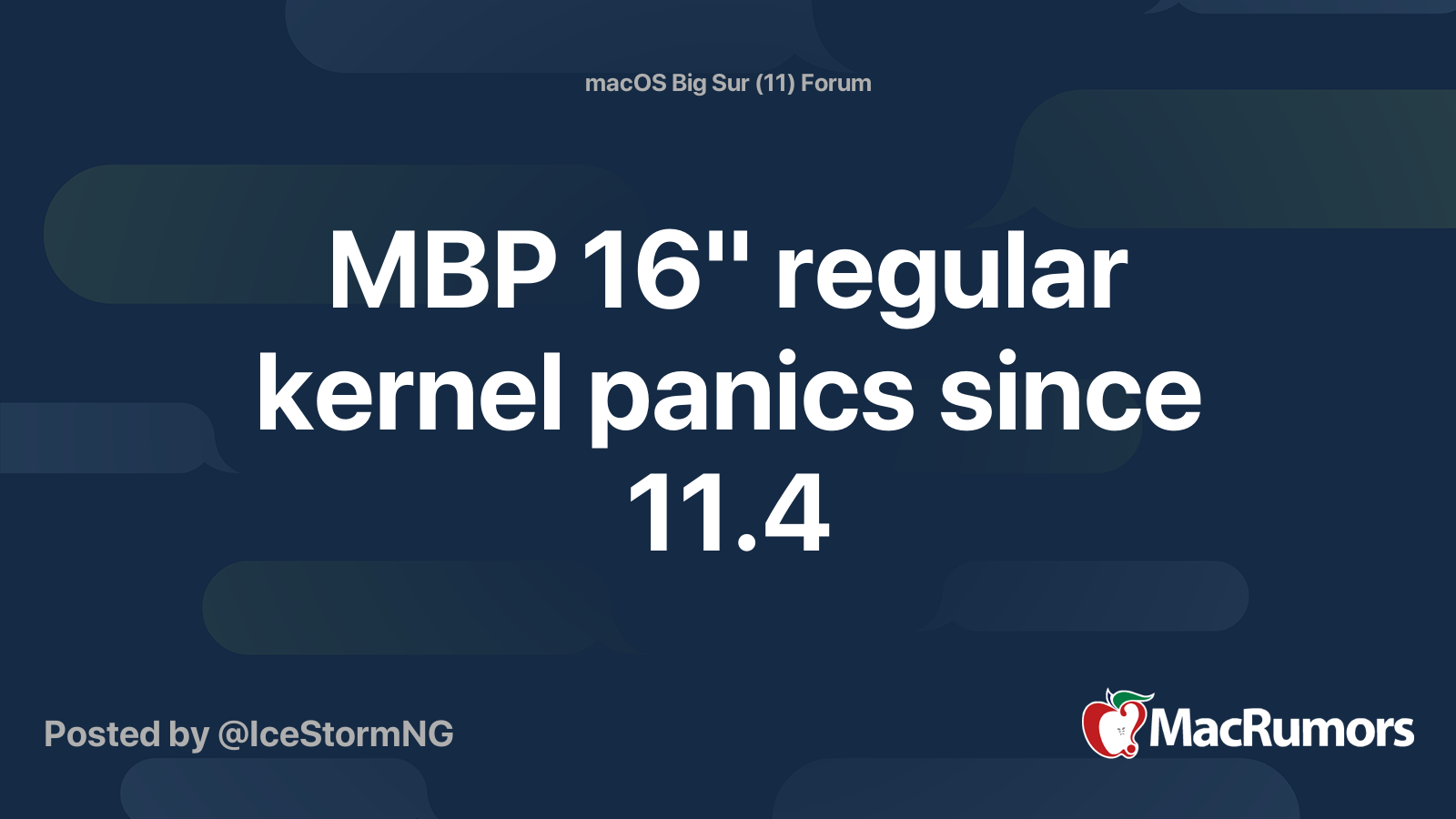 MBP 16" regular kernel panics since 11.4 | MacRumors Forums
