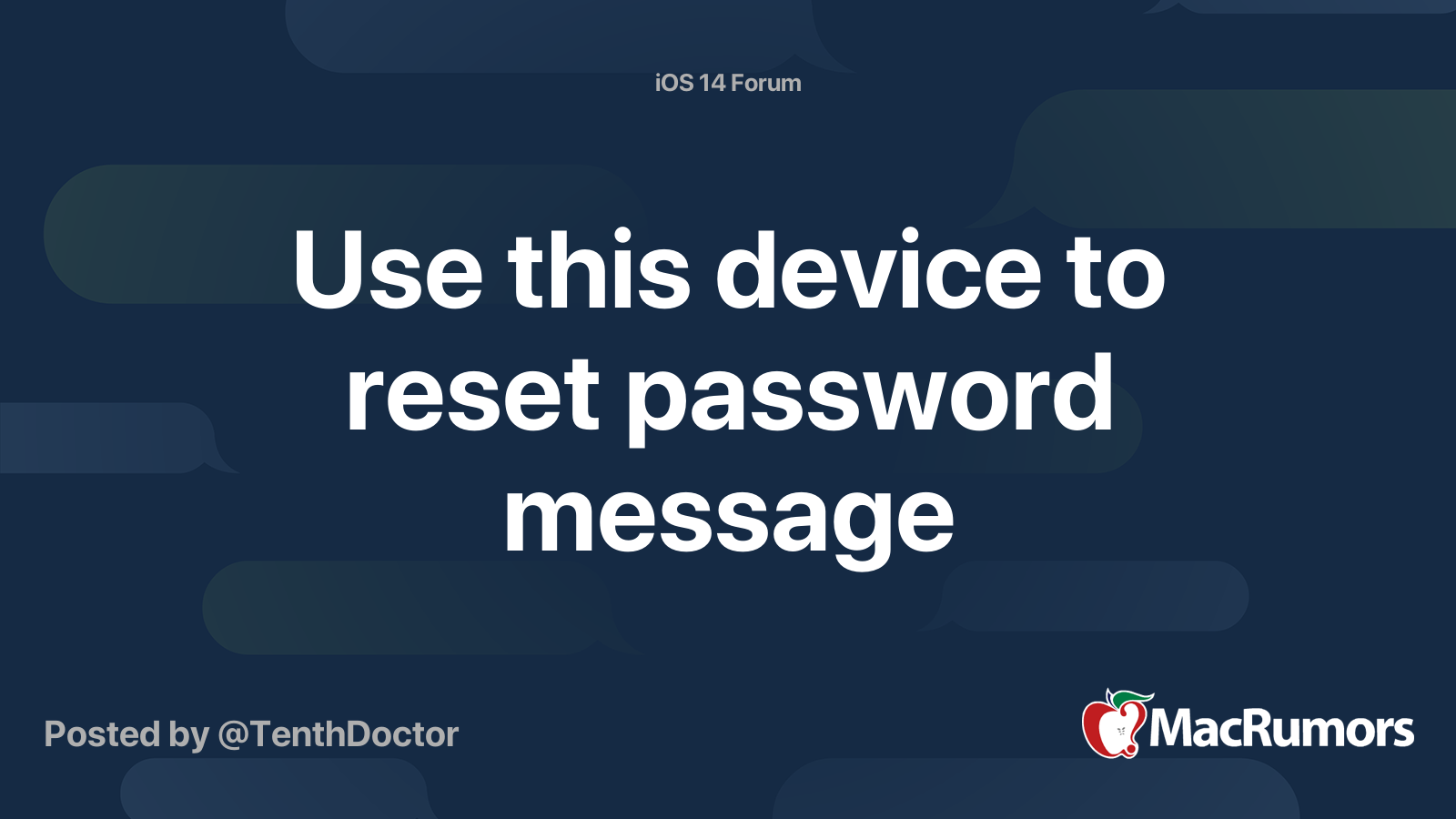 Use this device to reset password message | MacRumors Forums