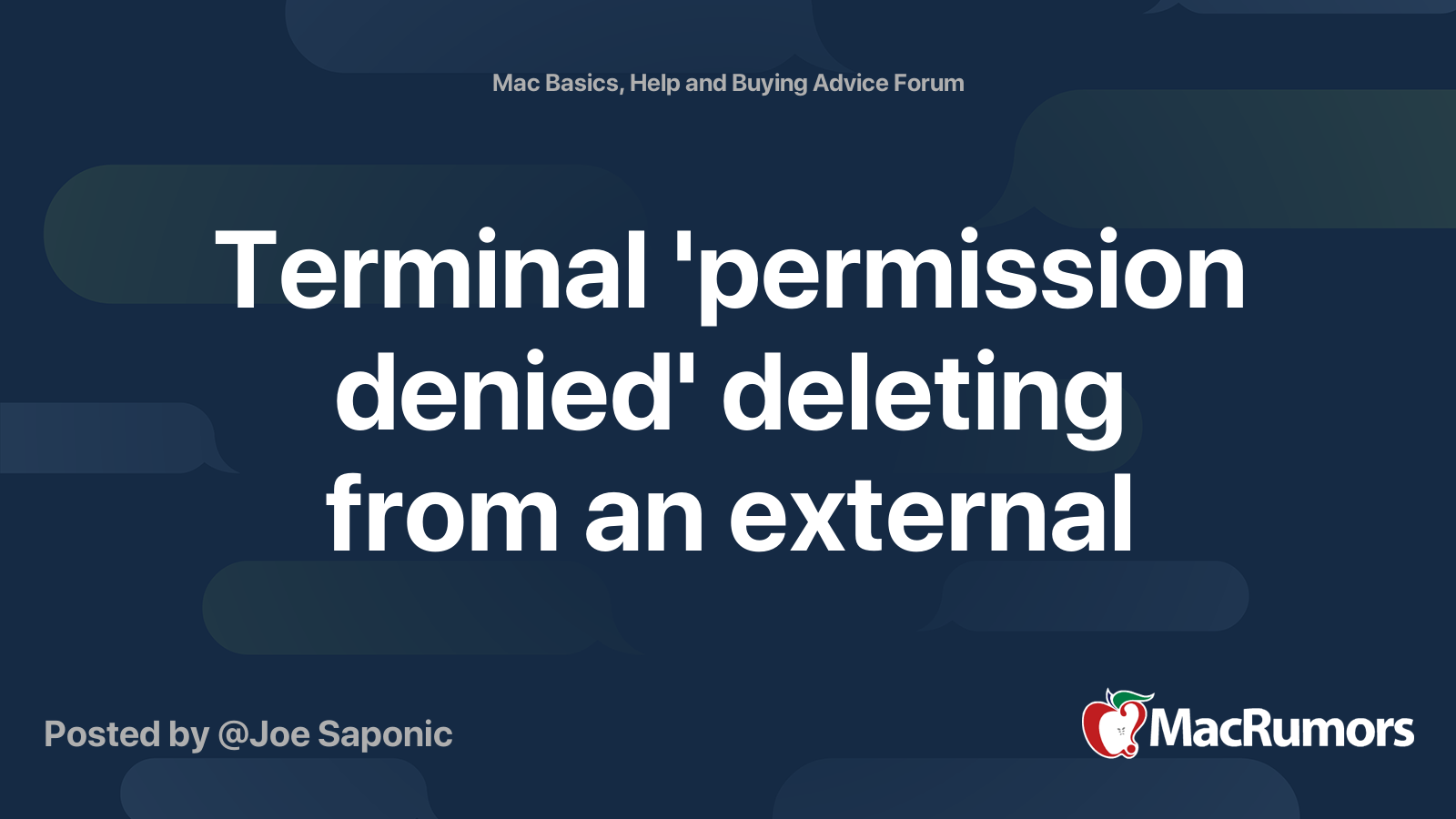 Terminal 'permission denied' deleting from an external | MacRumors Forums
