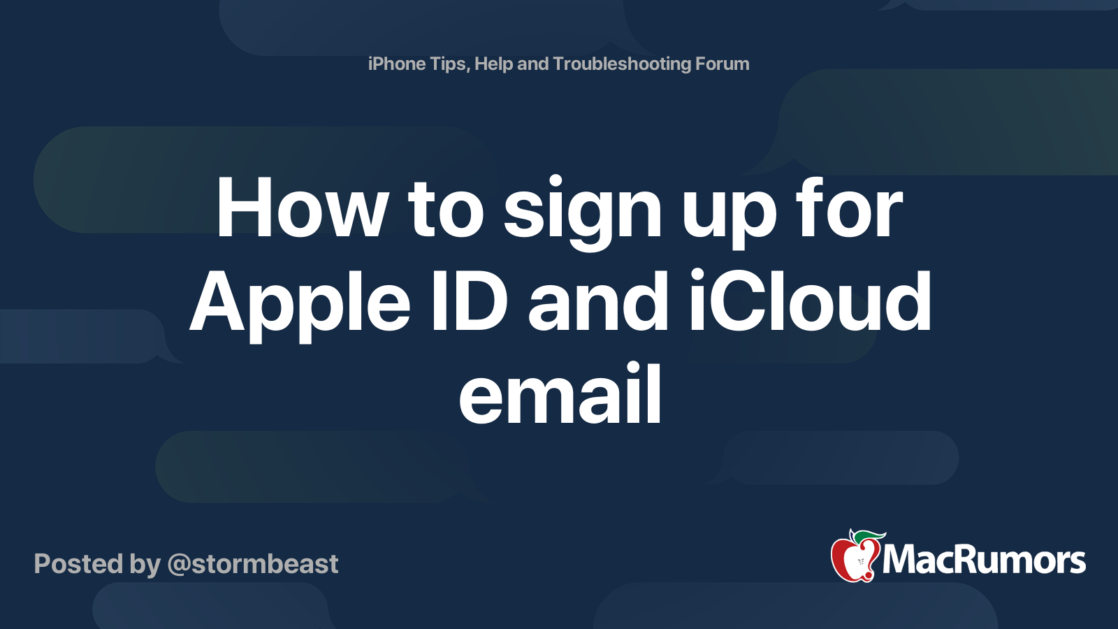 How to sign up for Apple ID and iCloud email | MacRumors Forums
