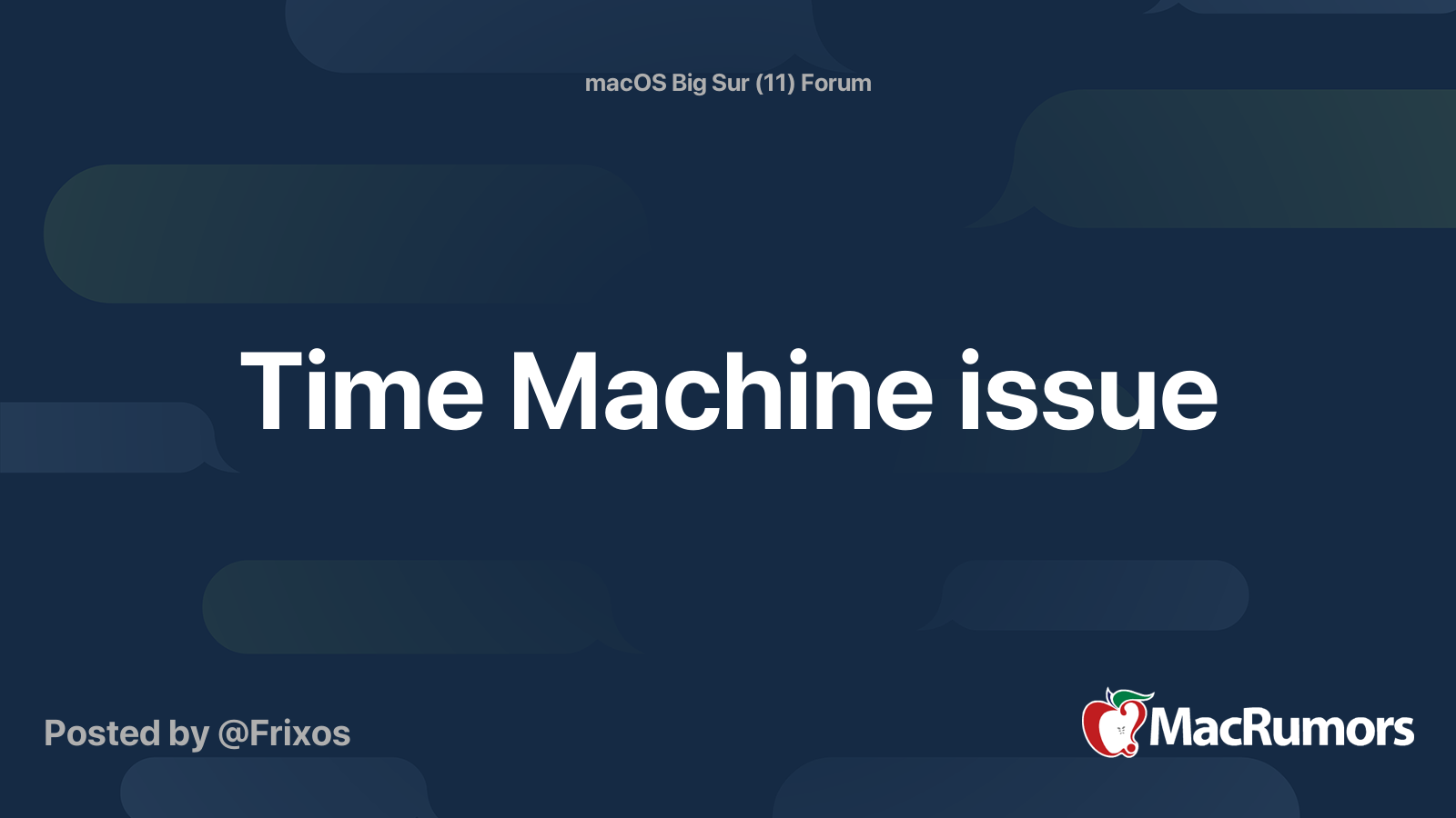 Time Machine issue | MacRumors Forums