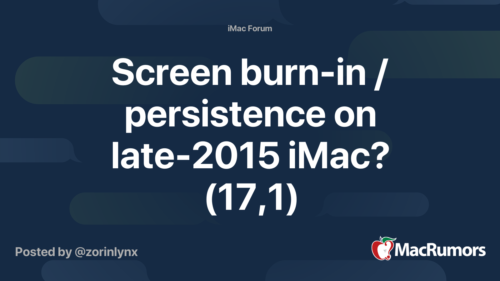 Screen burn-in / persistence on late-2015 iMac? (17,1) | MacRumors Forums