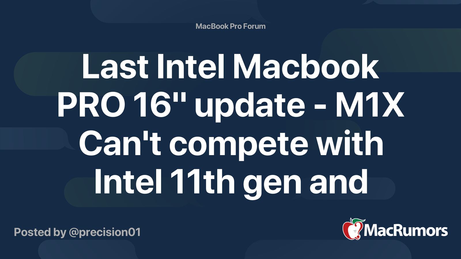Last Intel Macbook PRO 16" update - M1X Can't compete with Intel 11th ...