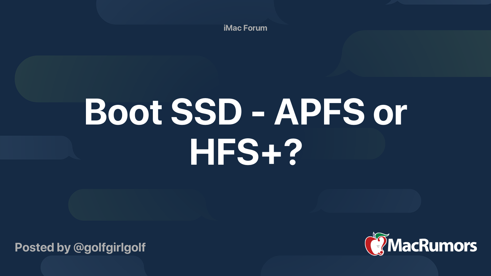 Boot SSD - APFS or HFS+? | MacRumors Forums
