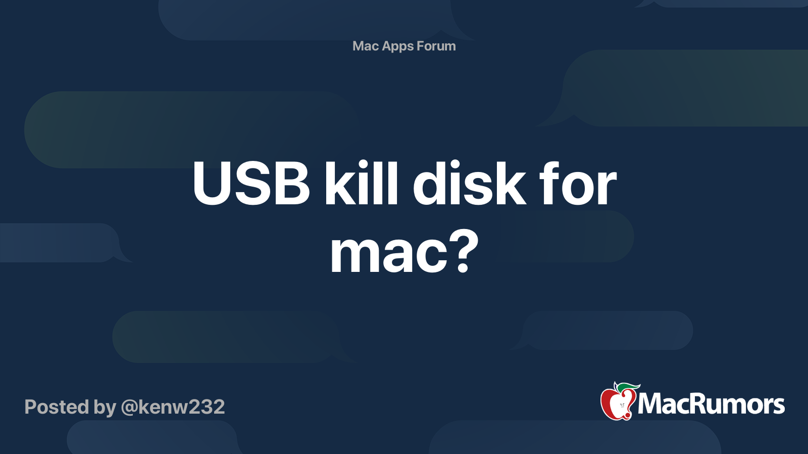 USB kill disk for mac? | MacRumors Forums