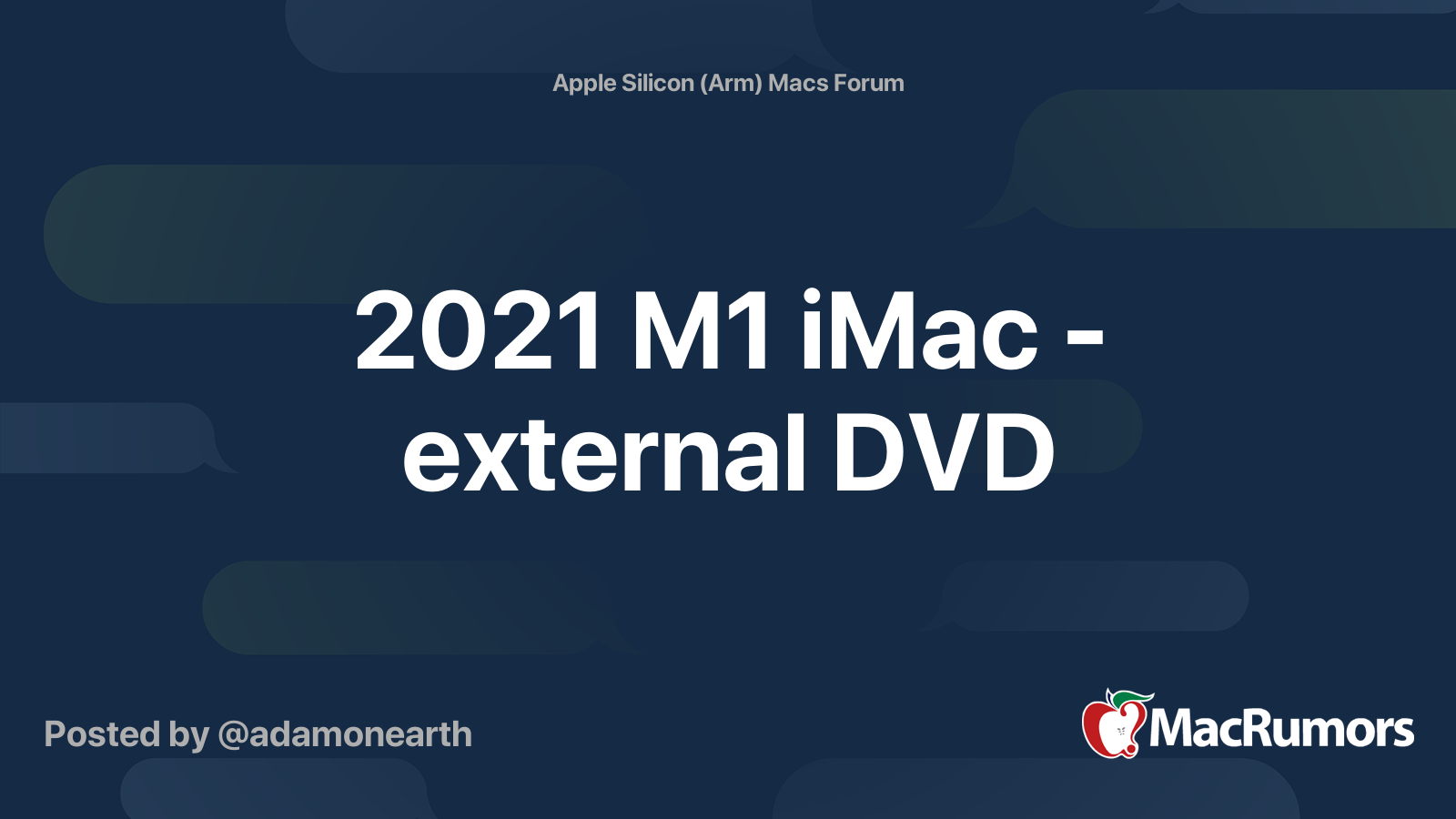 2021 M1 iMac - external DVD | MacRumors Forums