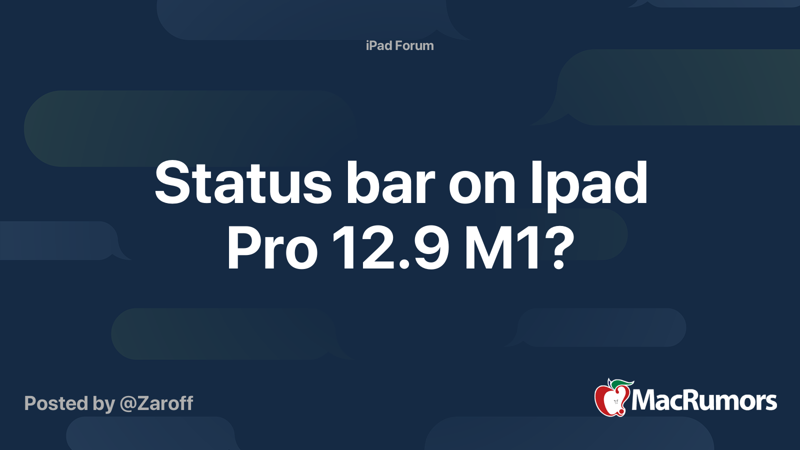 Status bar on Ipad Pro 12.9 M1? | MacRumors Forums