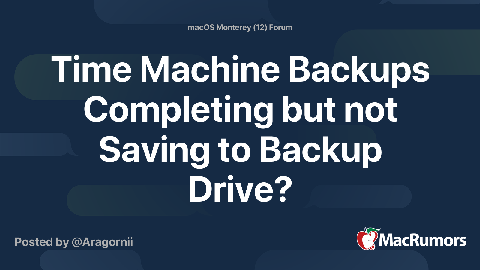 Time Machine Backups Completing but not Saving to Backup Drive? | MacRumors Forums