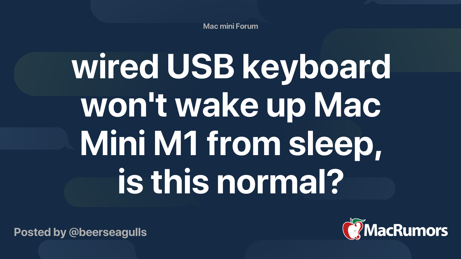 wired USB keyboard won't wake up Mac Mini M1 from sleep, is this normal? | MacRumors Forums