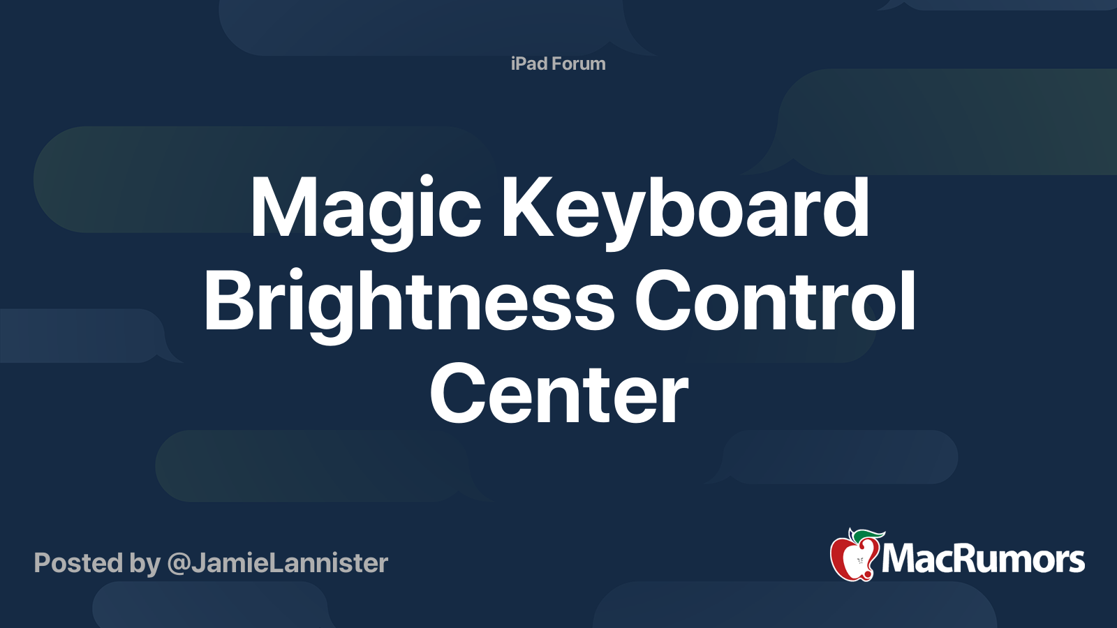 Magic Keyboard Brightness Control Center | MacRumors Forums