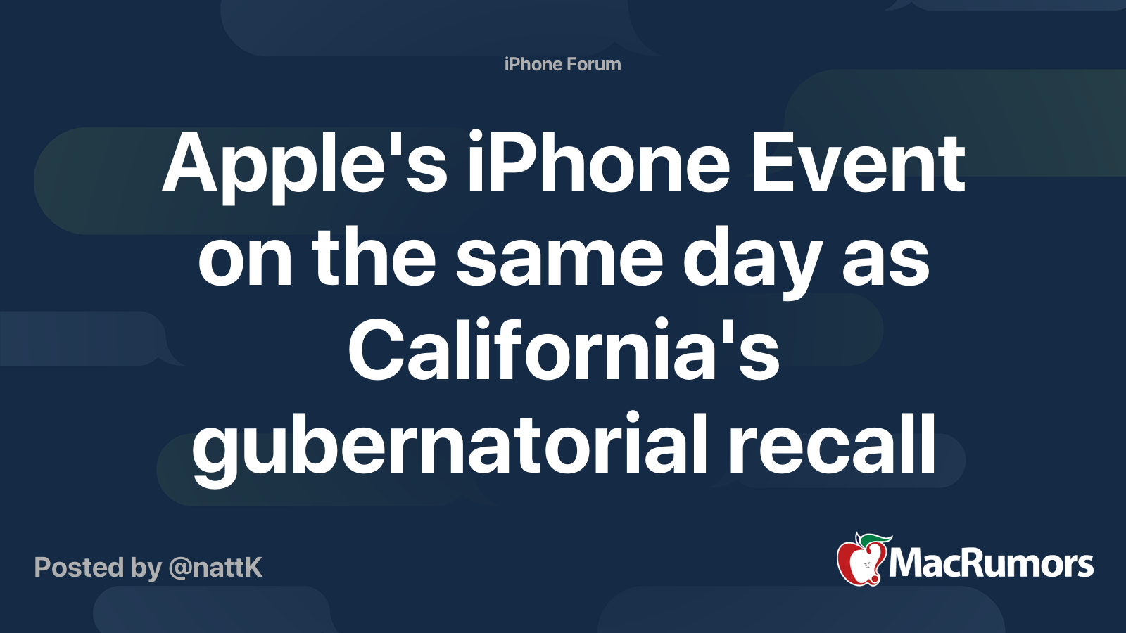 Apple's iPhone Event on the same day as California's gubernatorial ...