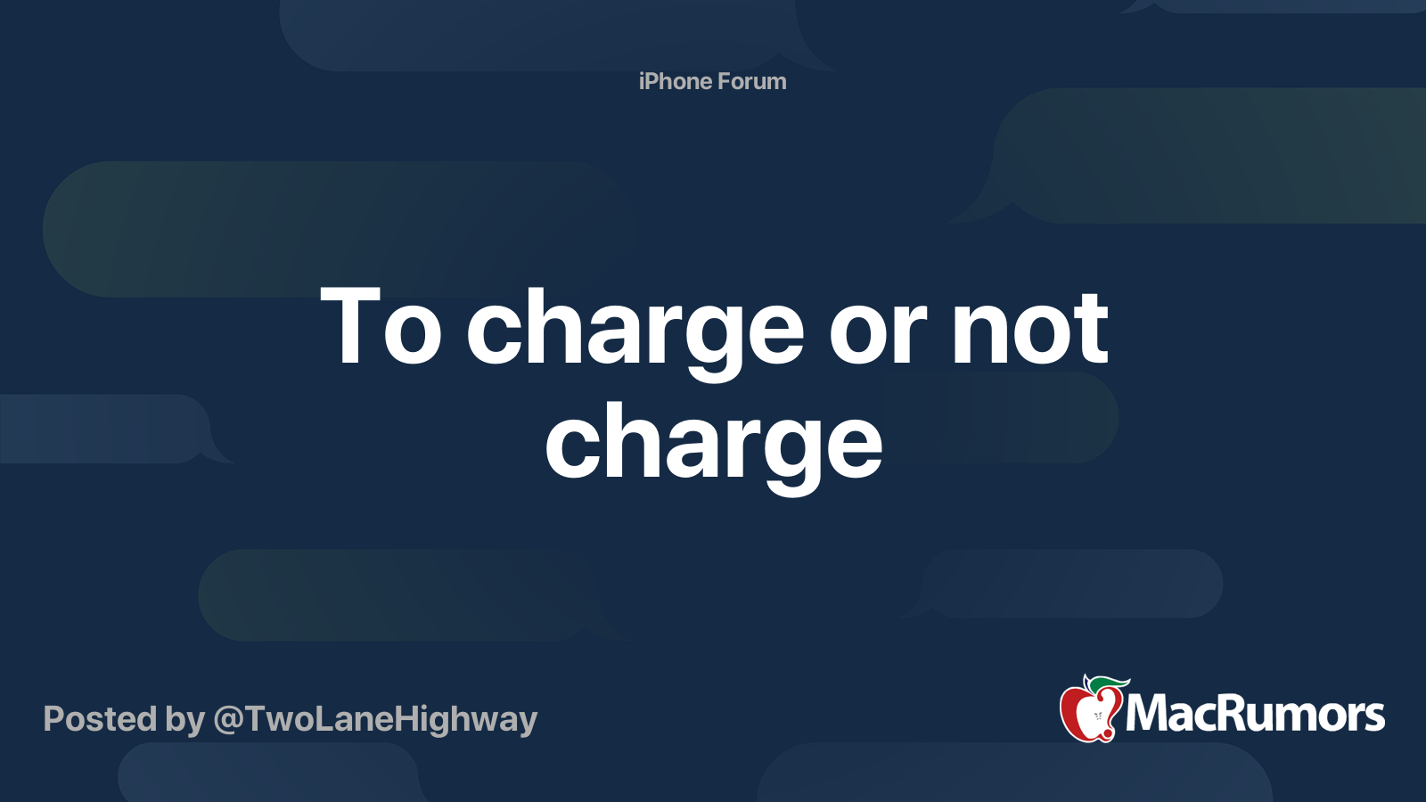 To charge or not charge | MacRumors Forums