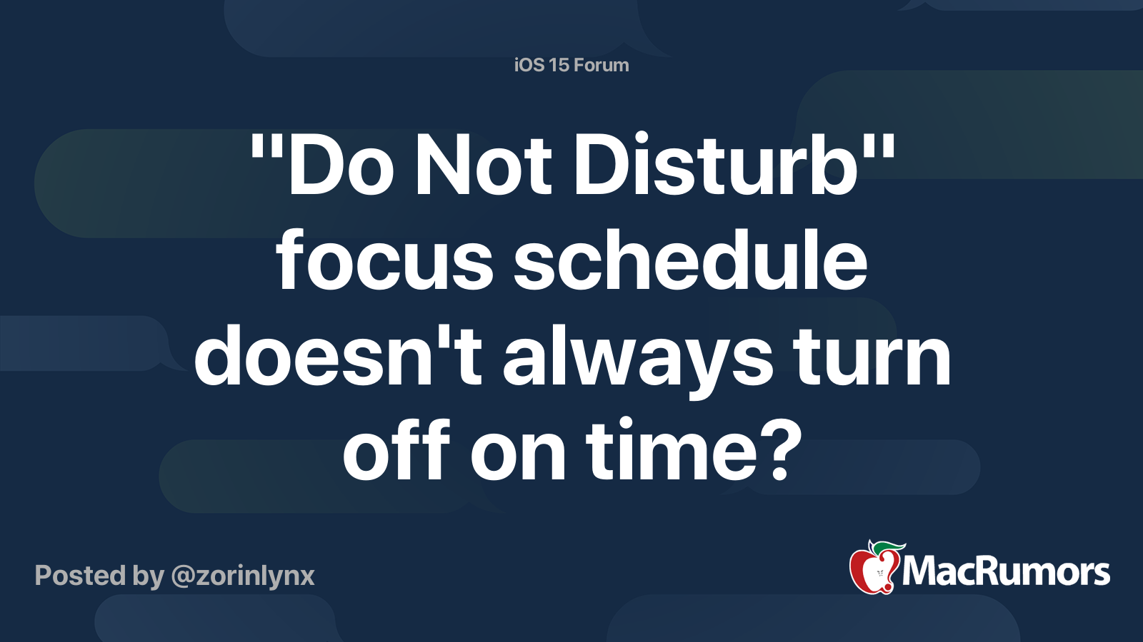 "Do Not Disturb" focus schedule doesn't always turn off on time ...