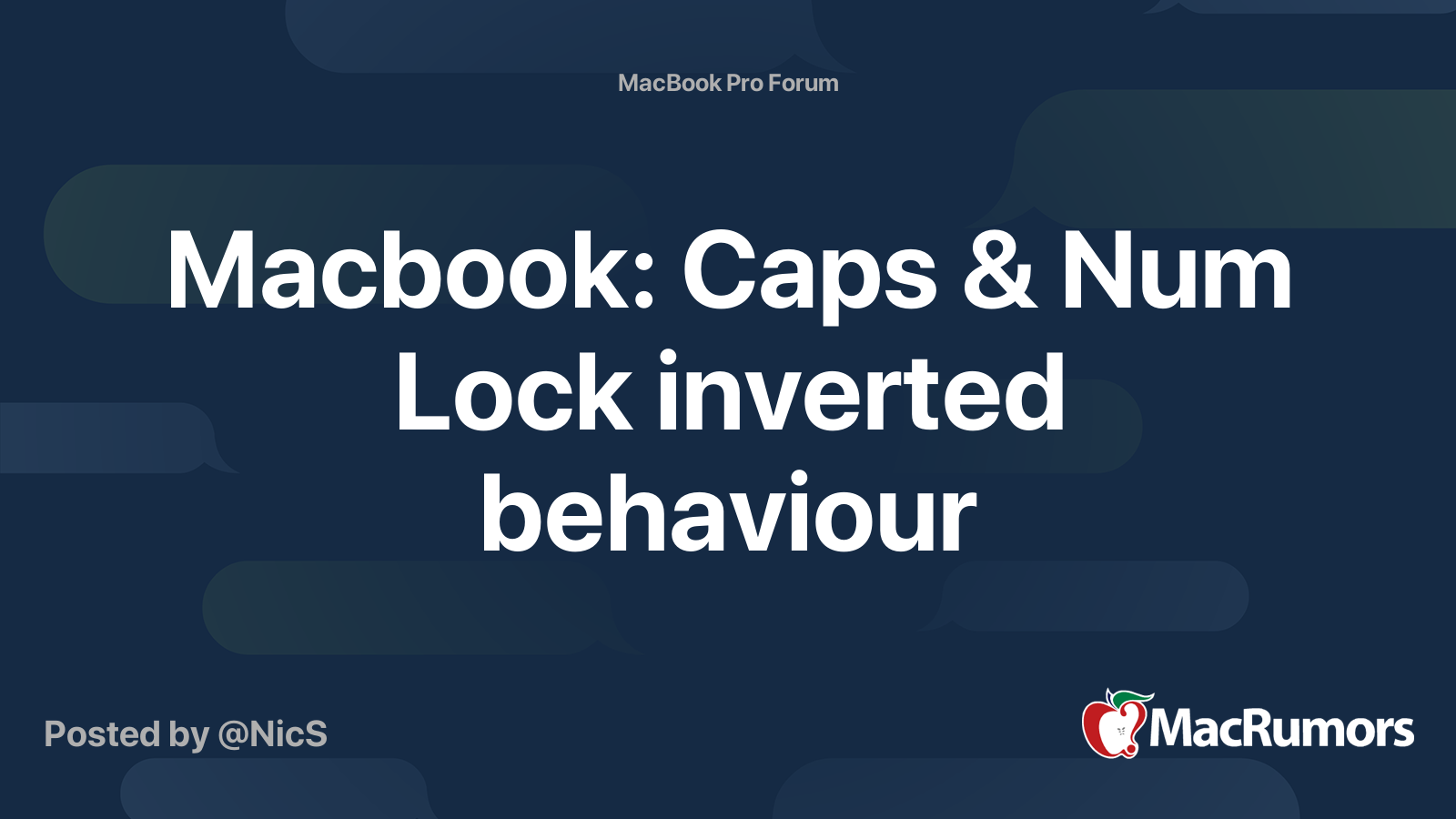 Macbook: Caps & Num Lock inverted behaviour | MacRumors Forums