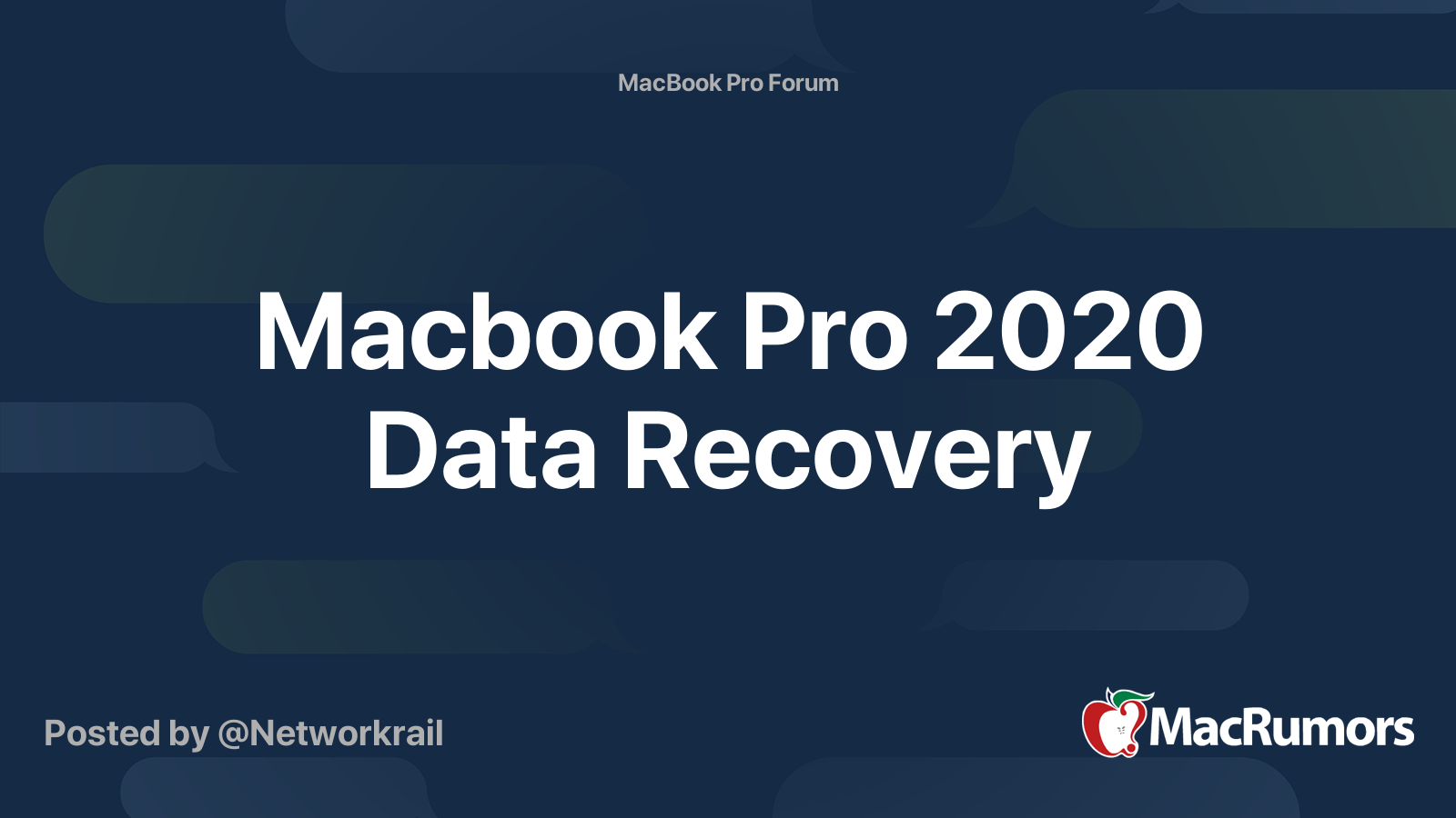 Macbook Pro 2020 Data Recovery | MacRumors Forums