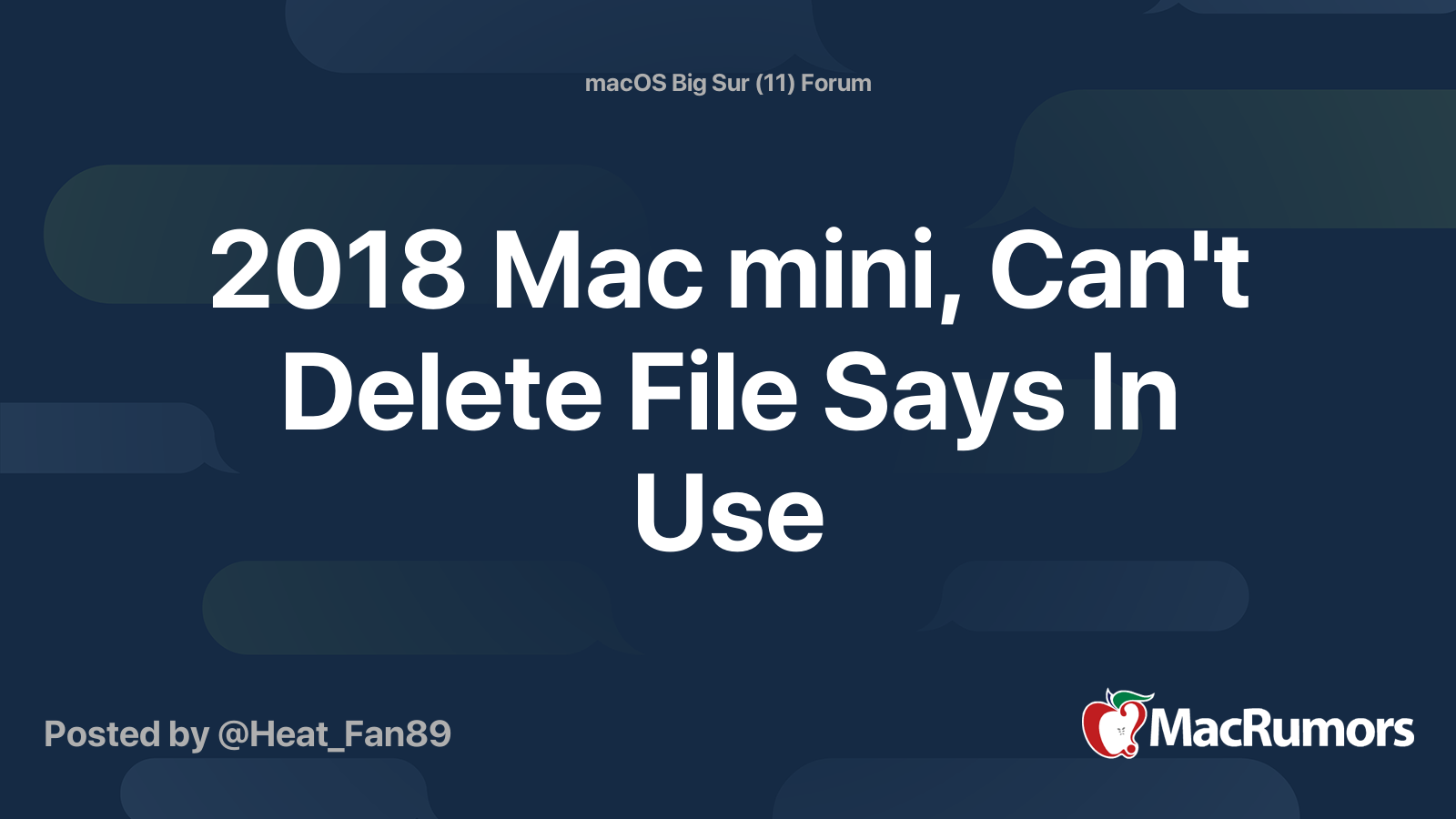 2018 Mac mini, Can't Delete File Says In Use | MacRumors Forums