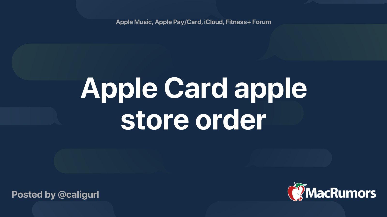Apple Card apple store order | MacRumors Forums