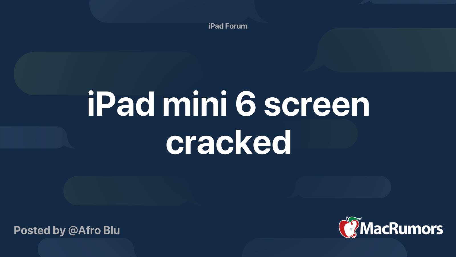 iPad mini 6 screen cracked | MacRumors Forums