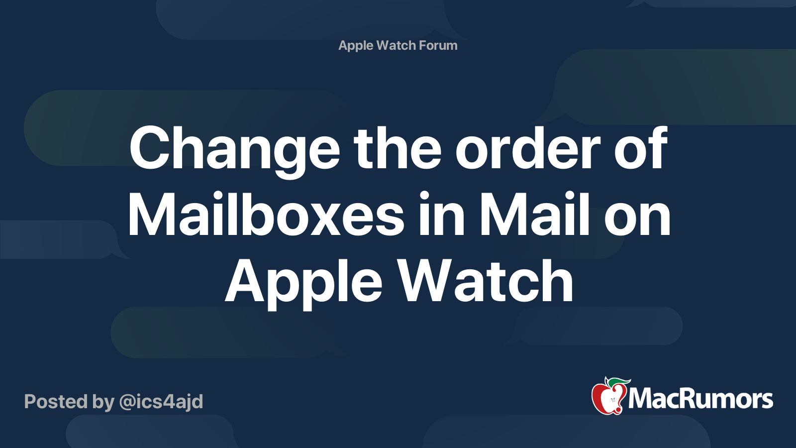Change the order of Mailboxes in Mail on Apple Watch | MacRumors Forums