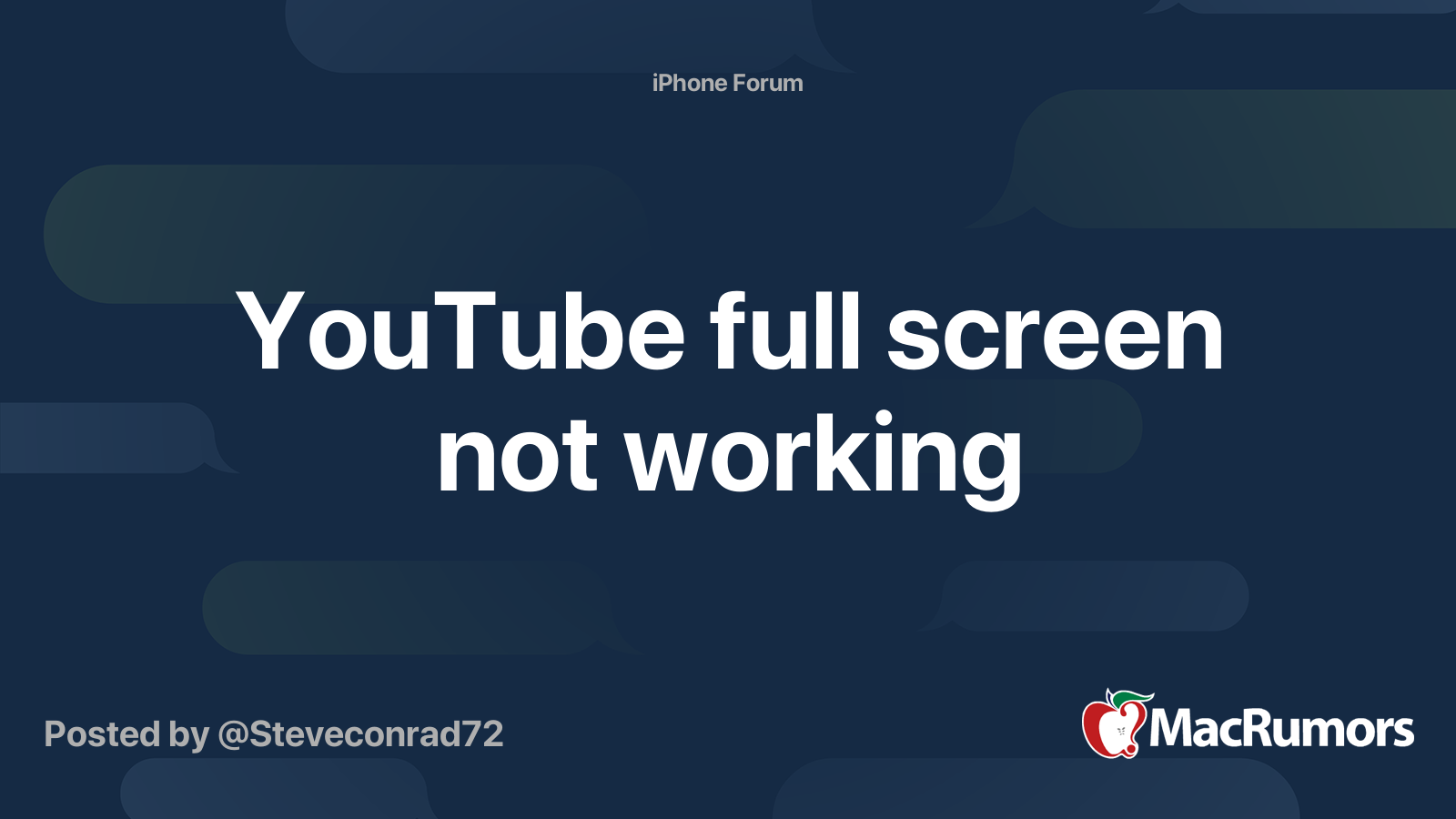 YouTube full screen not working | MacRumors Forums