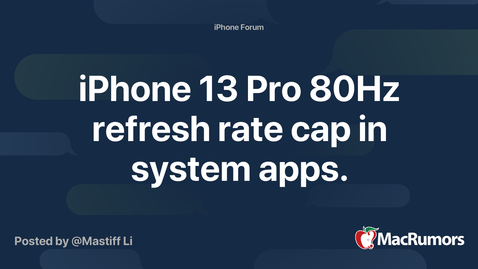 iPhone 13 Pro 80Hz refresh rate cap in system apps. | MacRumors Forums