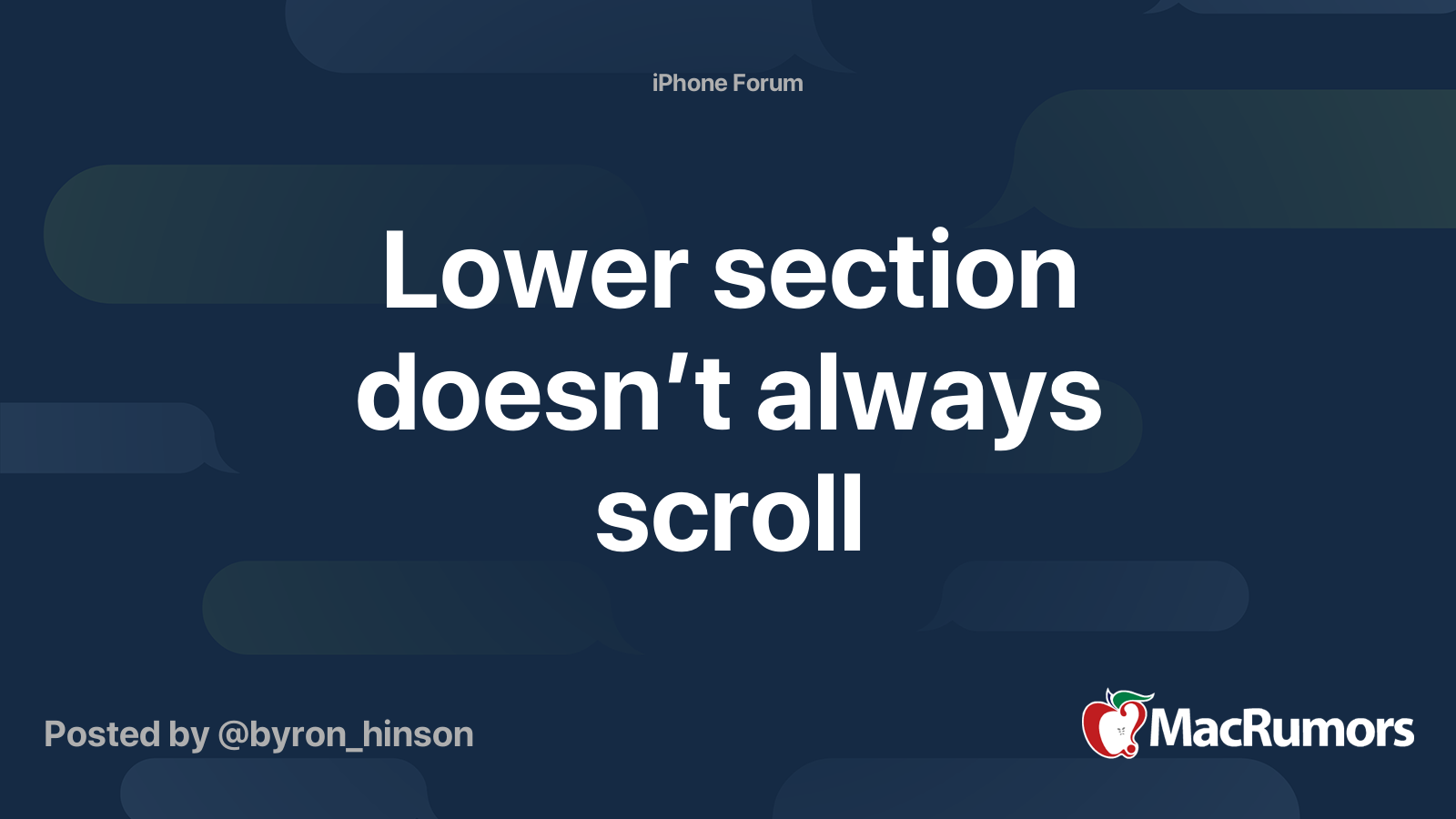 Lower section doesn’t always scroll | MacRumors Forums