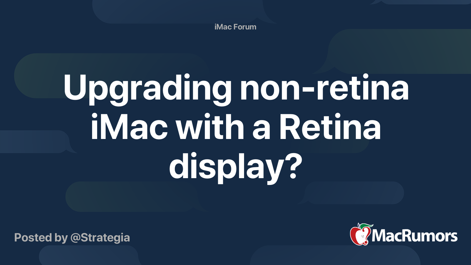 Upgrading non-retina iMac with a Retina display? | MacRumors Forums