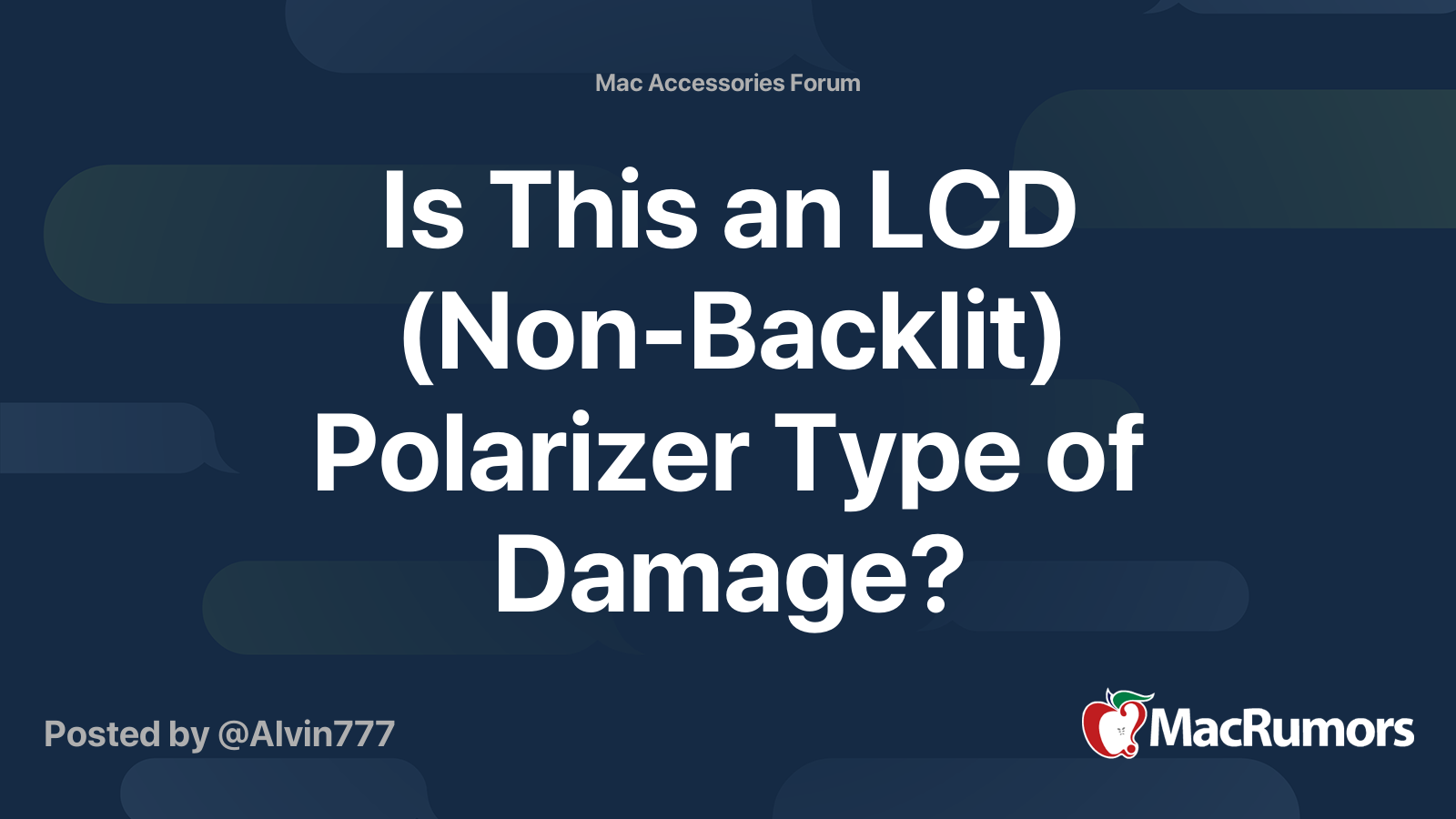 Is This an LCD (Non-Backlit) Polarizer Type of Damage? | MacRumors Forums